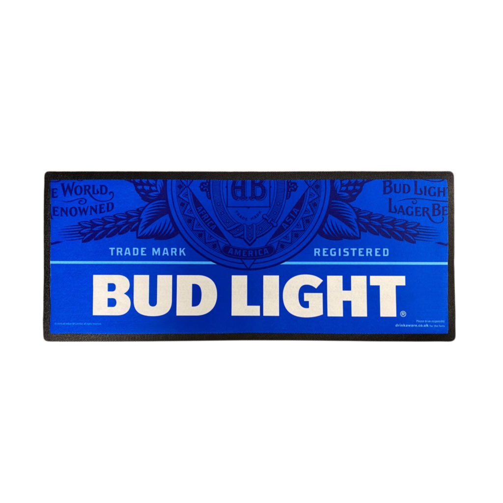 Budweiser Bud Light Cloth Bar Runner - Rubber Backed - GarageBar