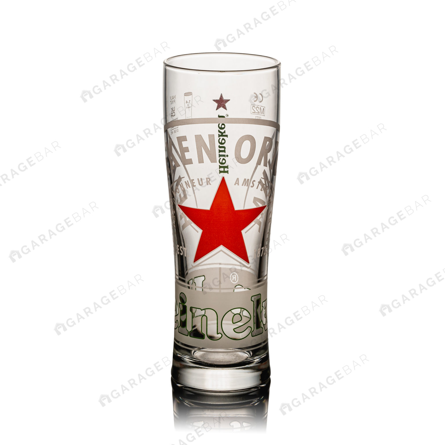 Heineken Red Star Beer Glass - Half Pint/10oz - GarageBar