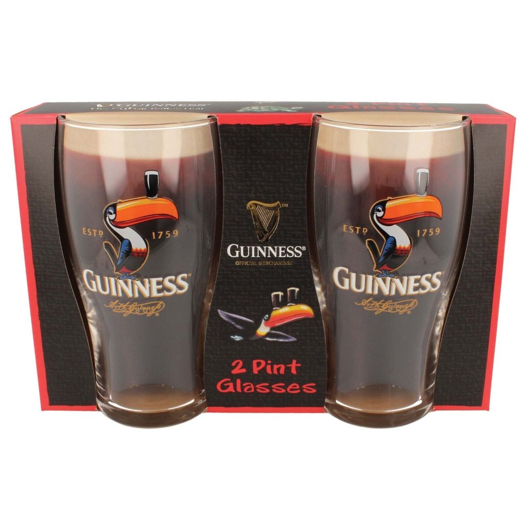 Guinness Toucan Beer Glasses (2 Pack) Gift Set - Pint/20oz - GarageBar